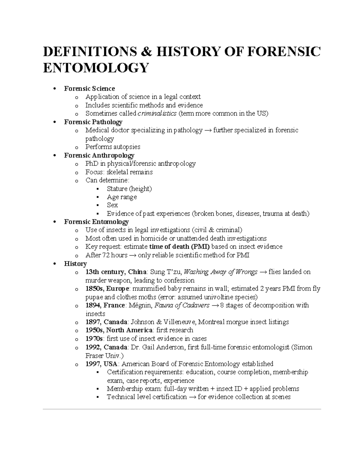 Forensic Entomology: Definitions & History - Topic 2 New - 3201 ...