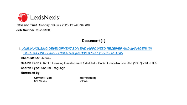 Case Study: Kimlin Housing Development Sdn Bhd v Bank Bumiputra (M) Bhd ...