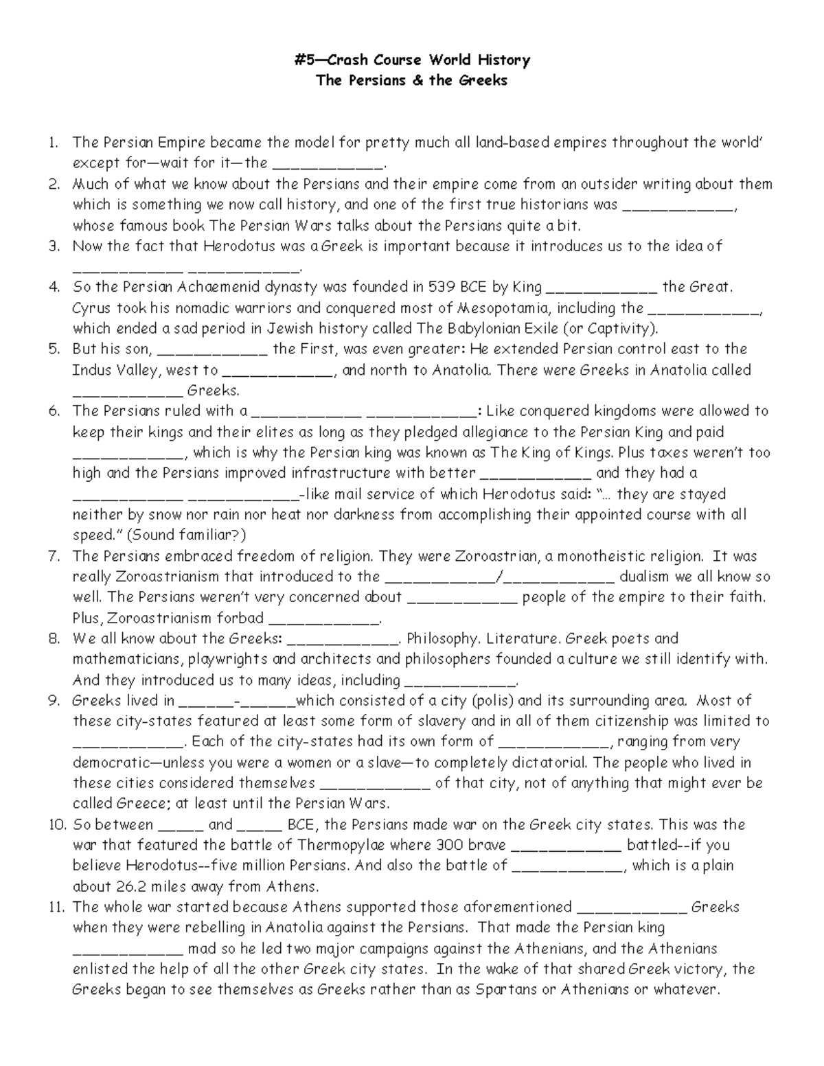 World History: The Persians & the Greeks (Course Code: 5) - Studocu