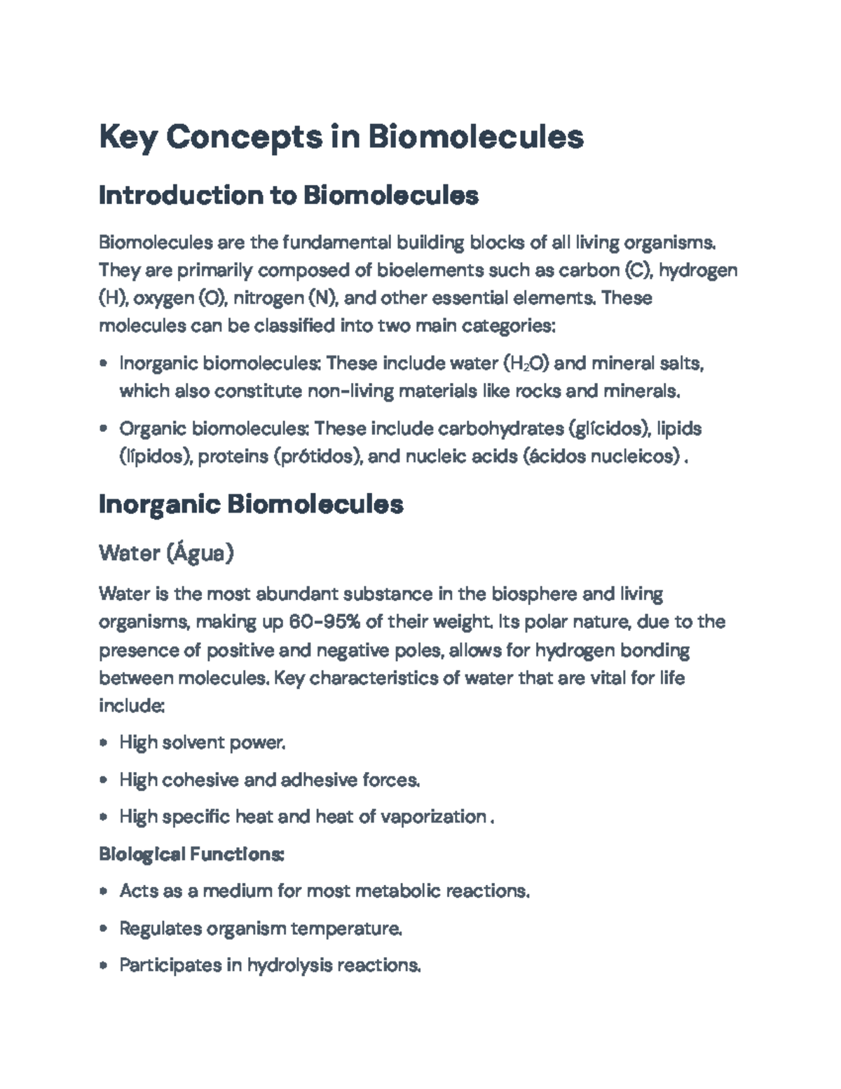 Key Concepts in Biomolecules: Structure and Function (Biology 101 ...