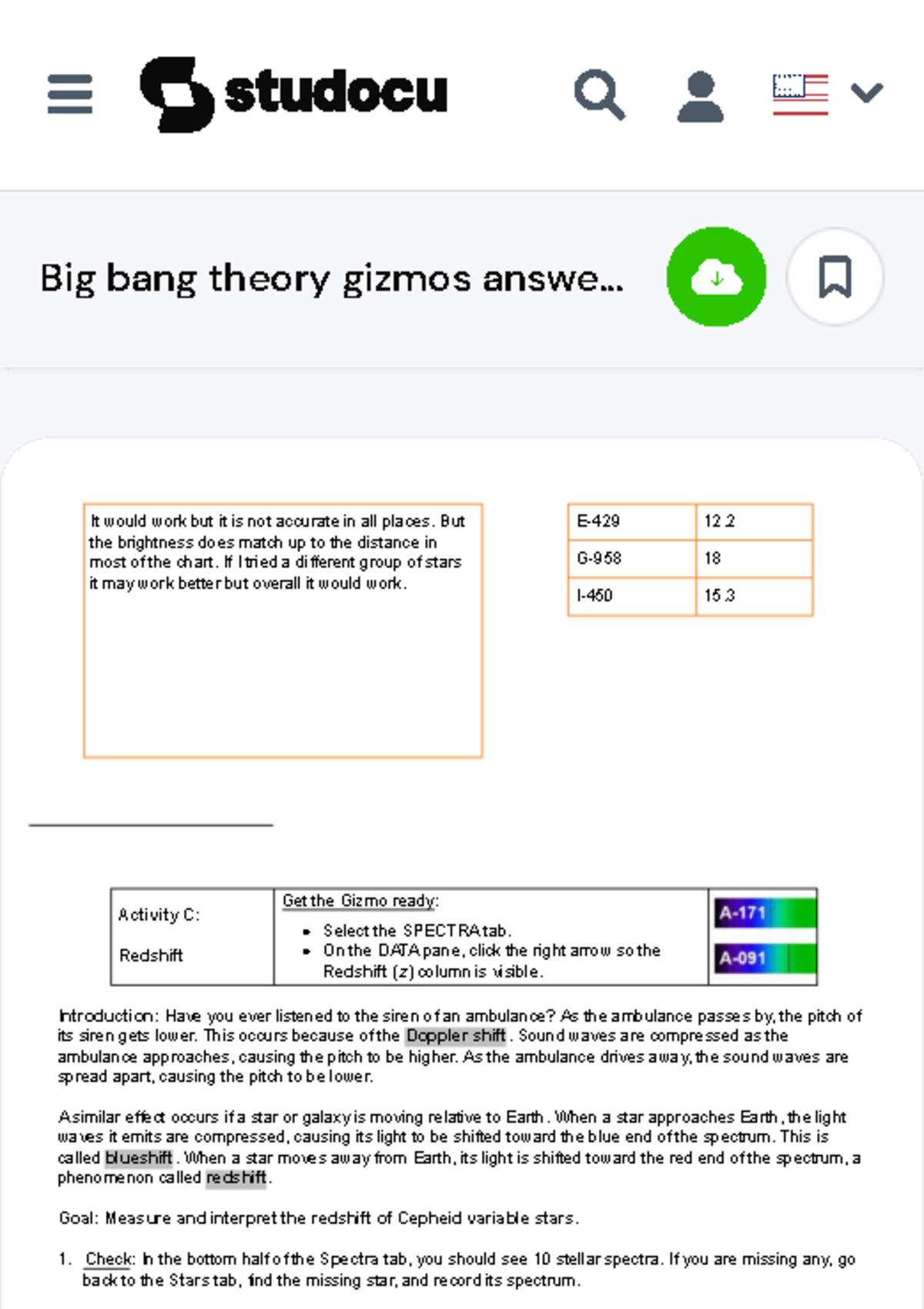 Big Bang Theory Gizmos Answers - Hubble’s Law Exploration Guide - Studocu