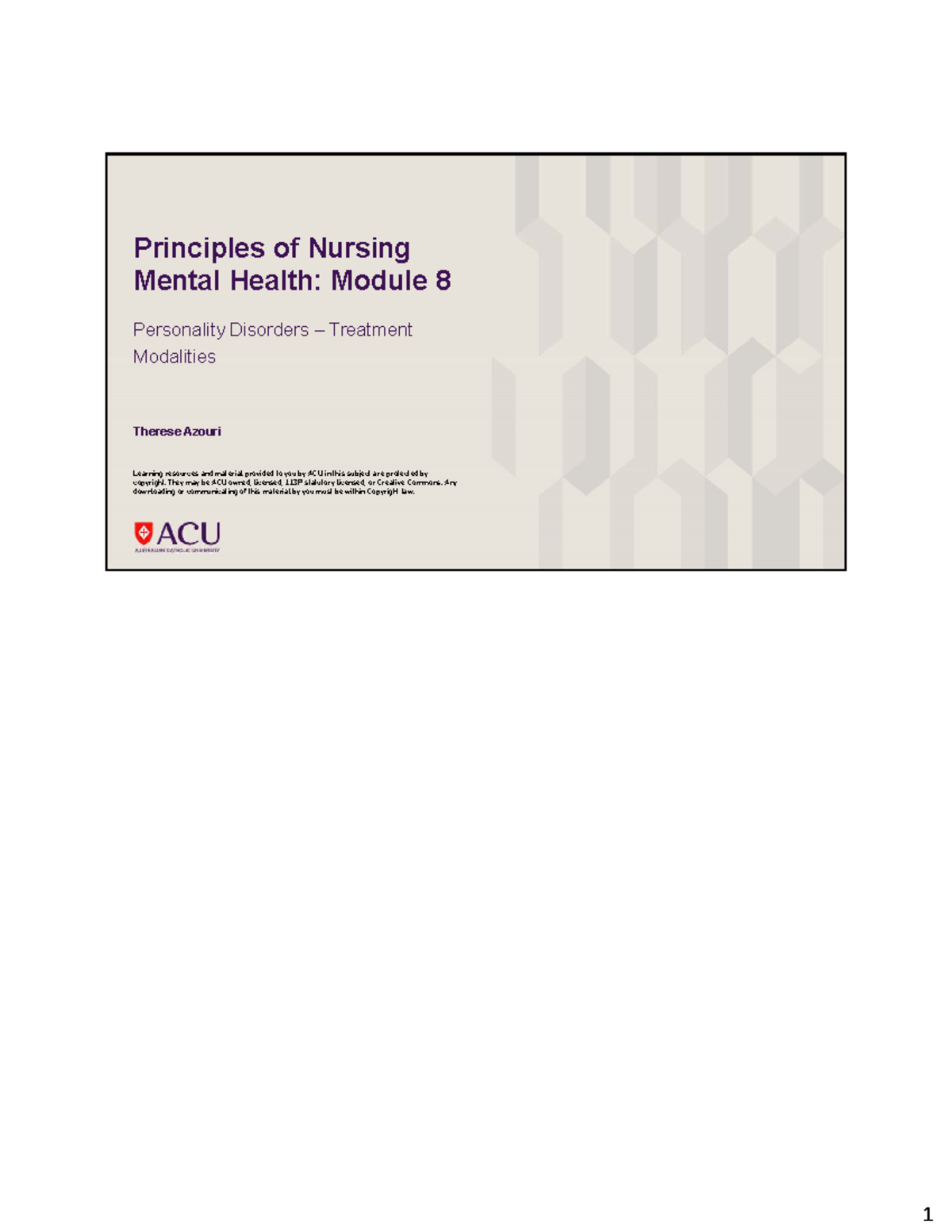 Nursing Mental Health: Module 8 - Personality Disorders Treatment ...