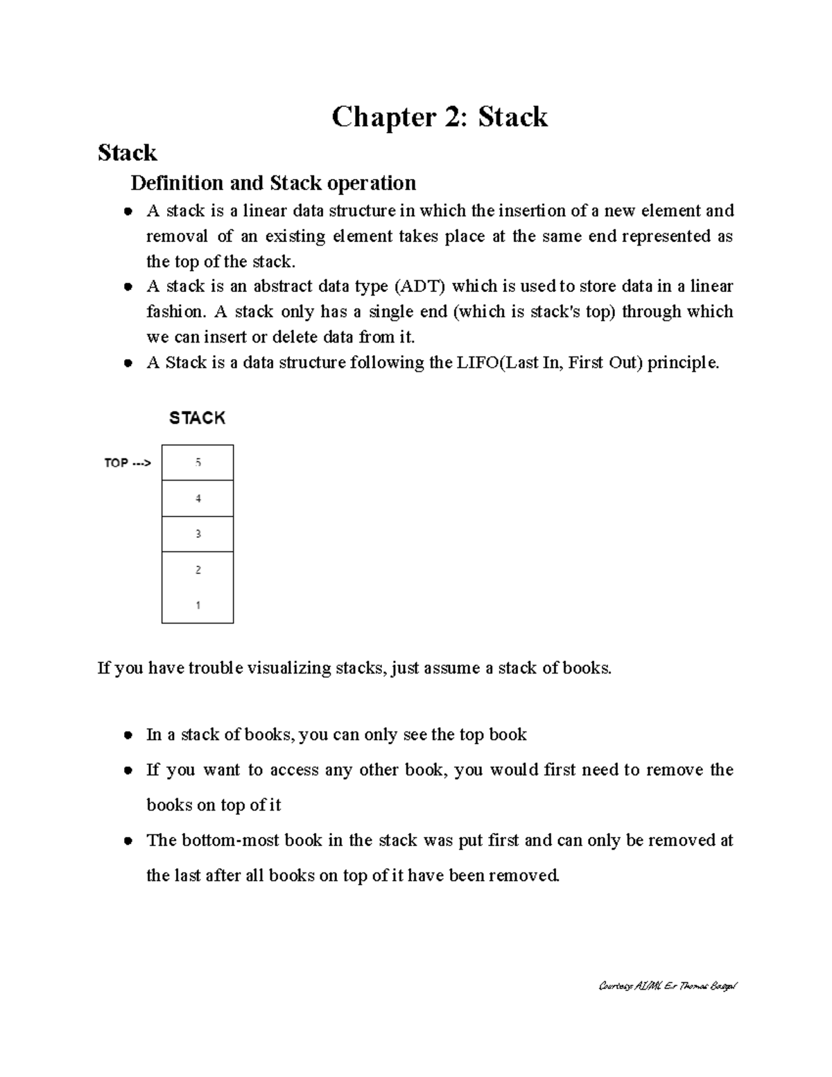 Chapter 2: Stack - Definition, Operations, and Implementations - Studocu