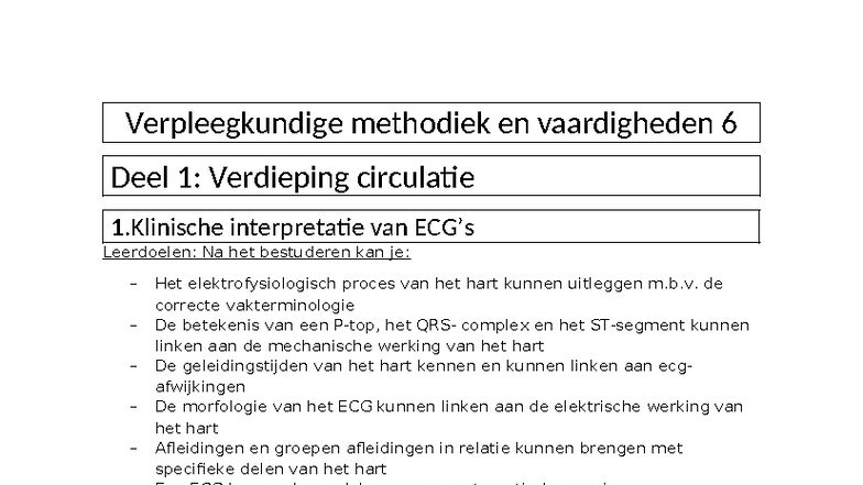 Samenvatting Verpleegkundige Methodiek en Vaardigheden 6: Circulatie ...