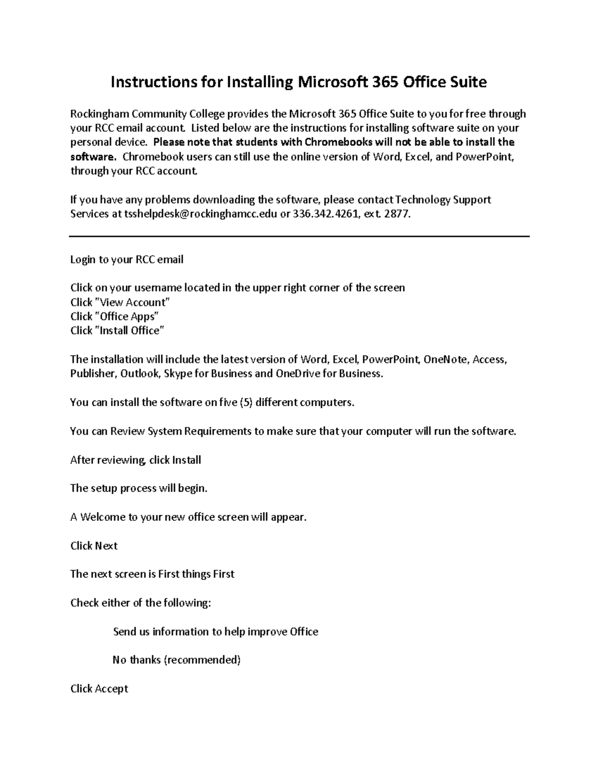 RCC Tech Guide: Installing Microsoft 365 Office Suite Instructions ...