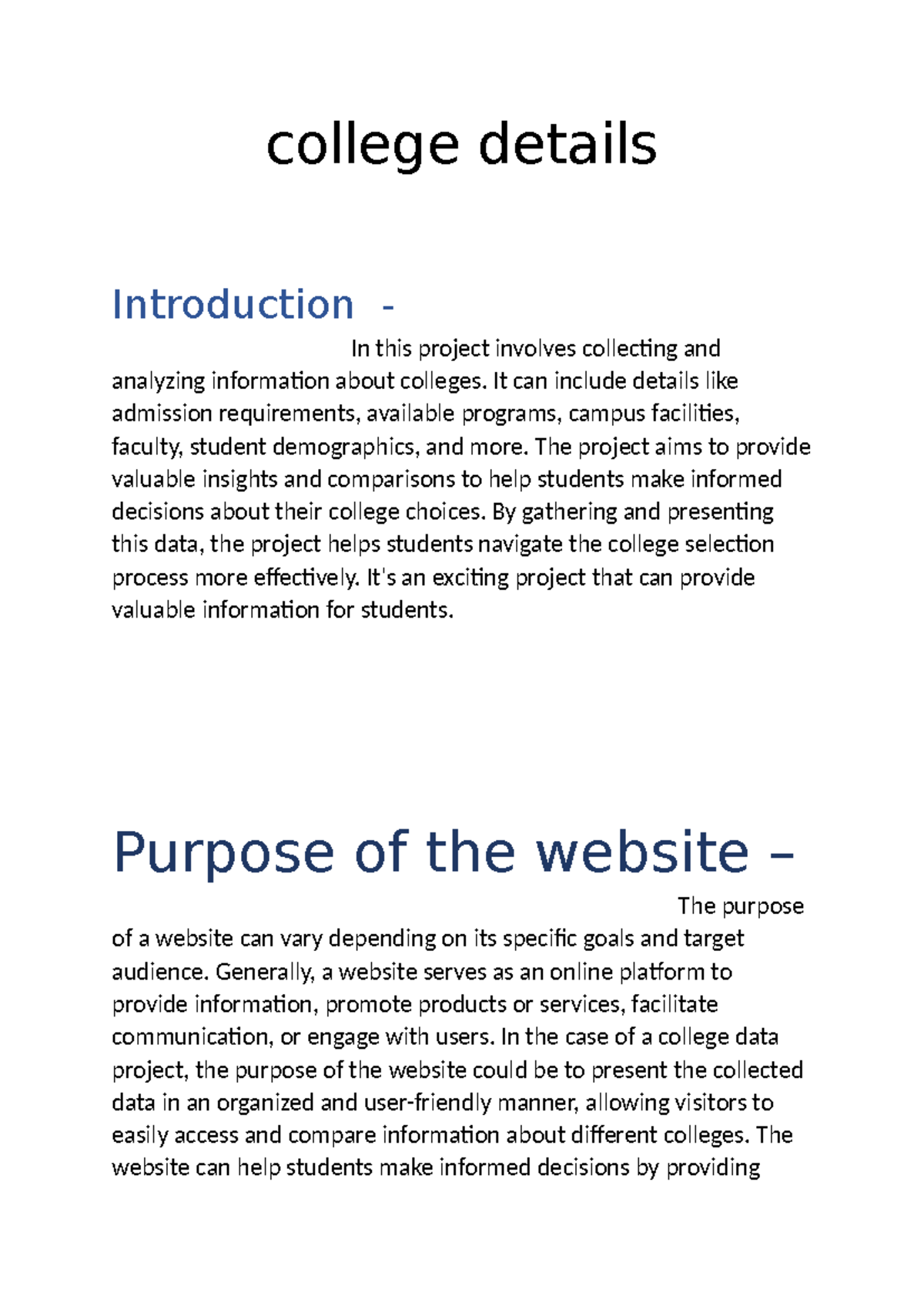College details project: Analyzing and comparing college information ...