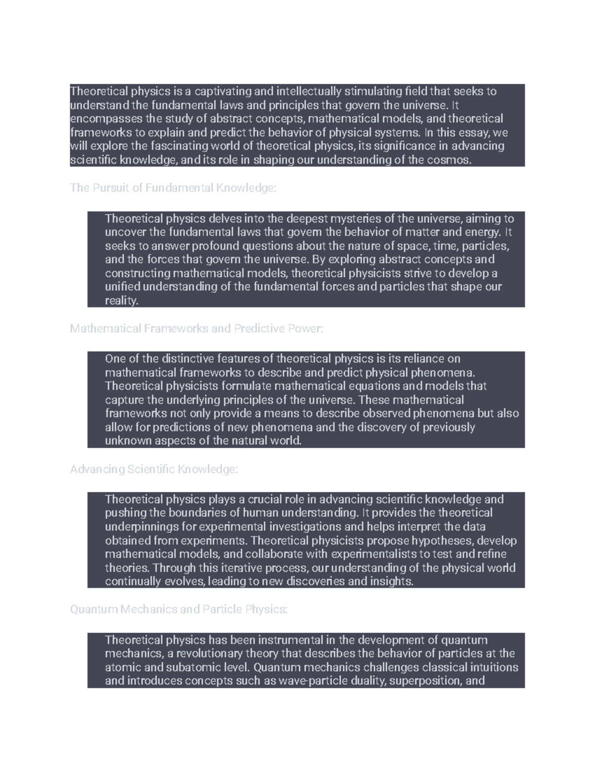 Theoretical Physics: Exploring Fundamental Laws and Concepts - Studocu