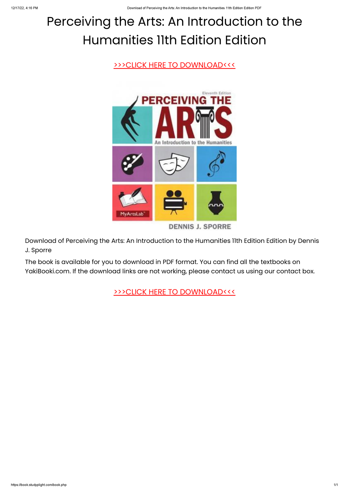 Perceiving the Arts An Introduction to the Humanities 11th Edition ...