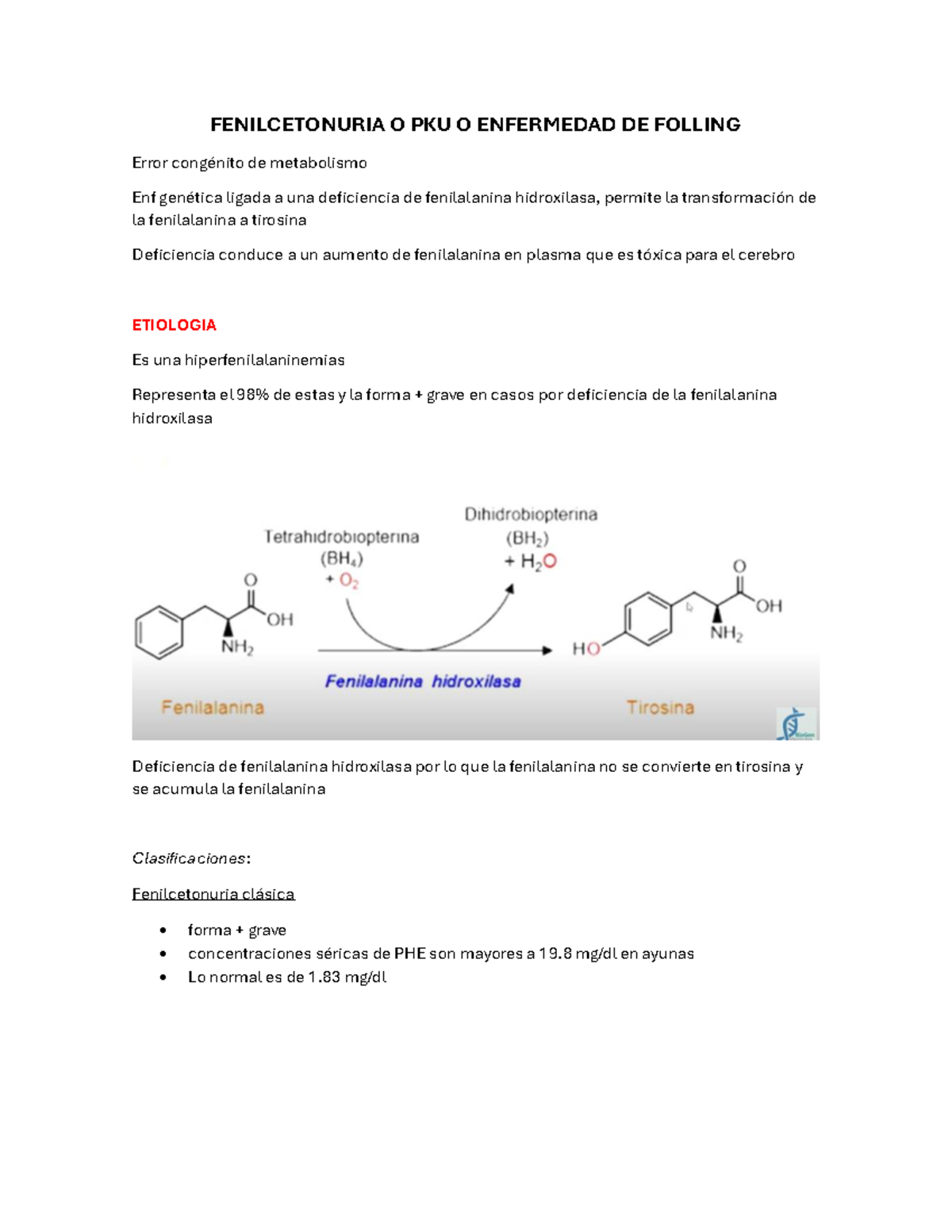 Fenilcetonuria O PKU O Enfermedad DE Folling - FENILCETONURIA O PKU O ...