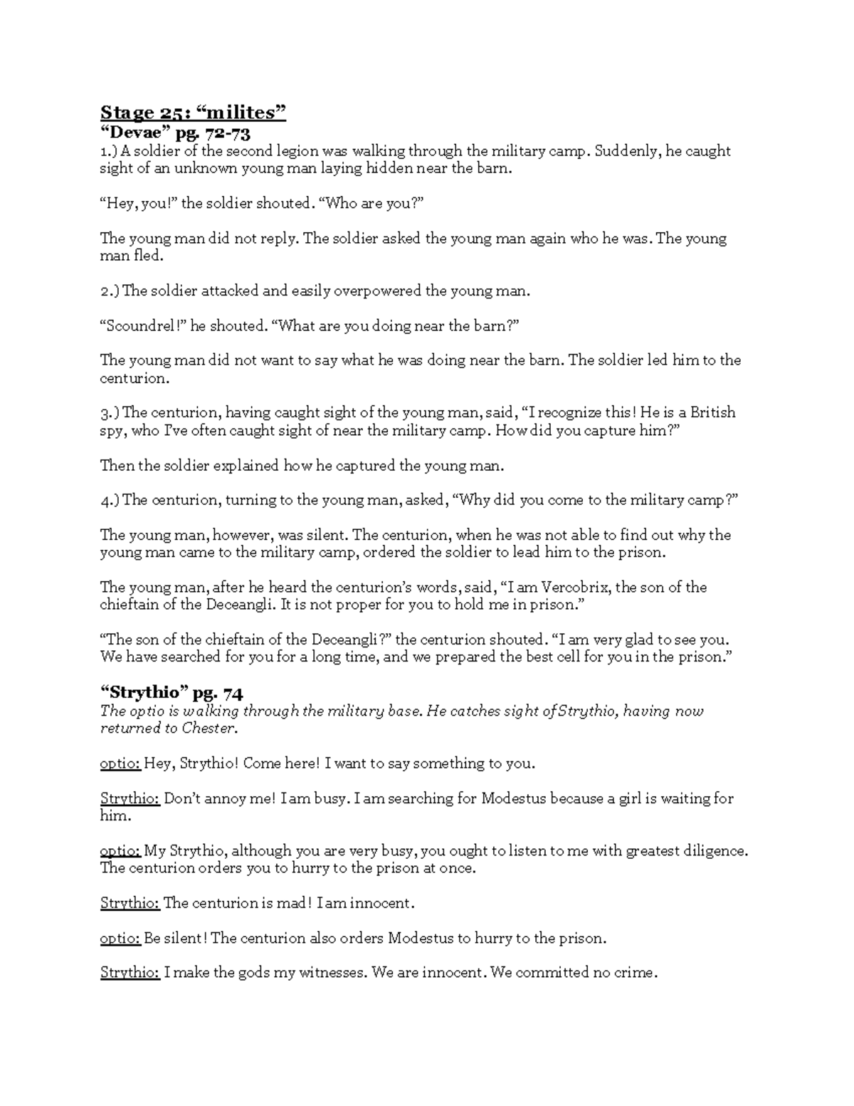 Cambridge Latin Course Stage 25 Translation Exercises and Notes - Studocu