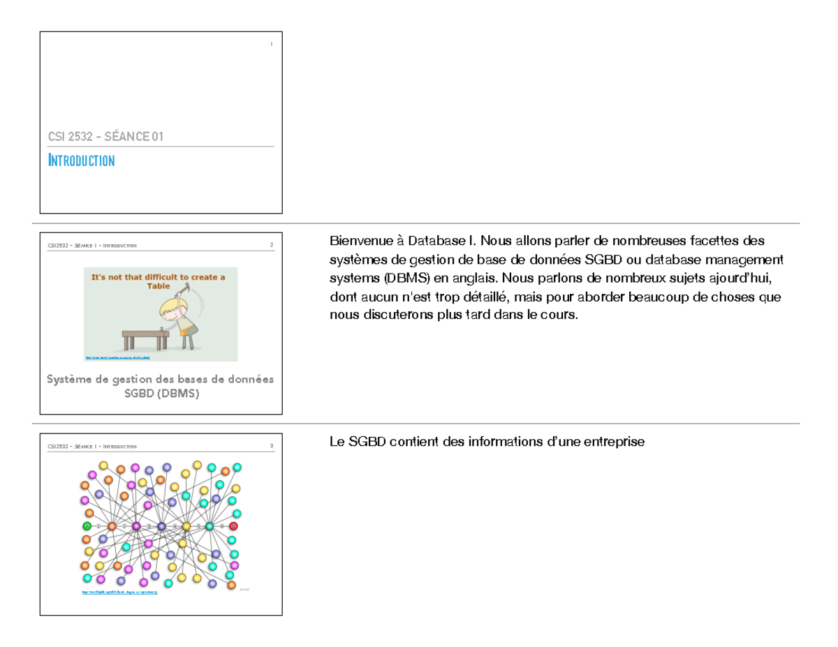 01 CSI2532 intro - slides/exercices - INTRODUCTION CSI 2532 - SÉANCE 01 ...