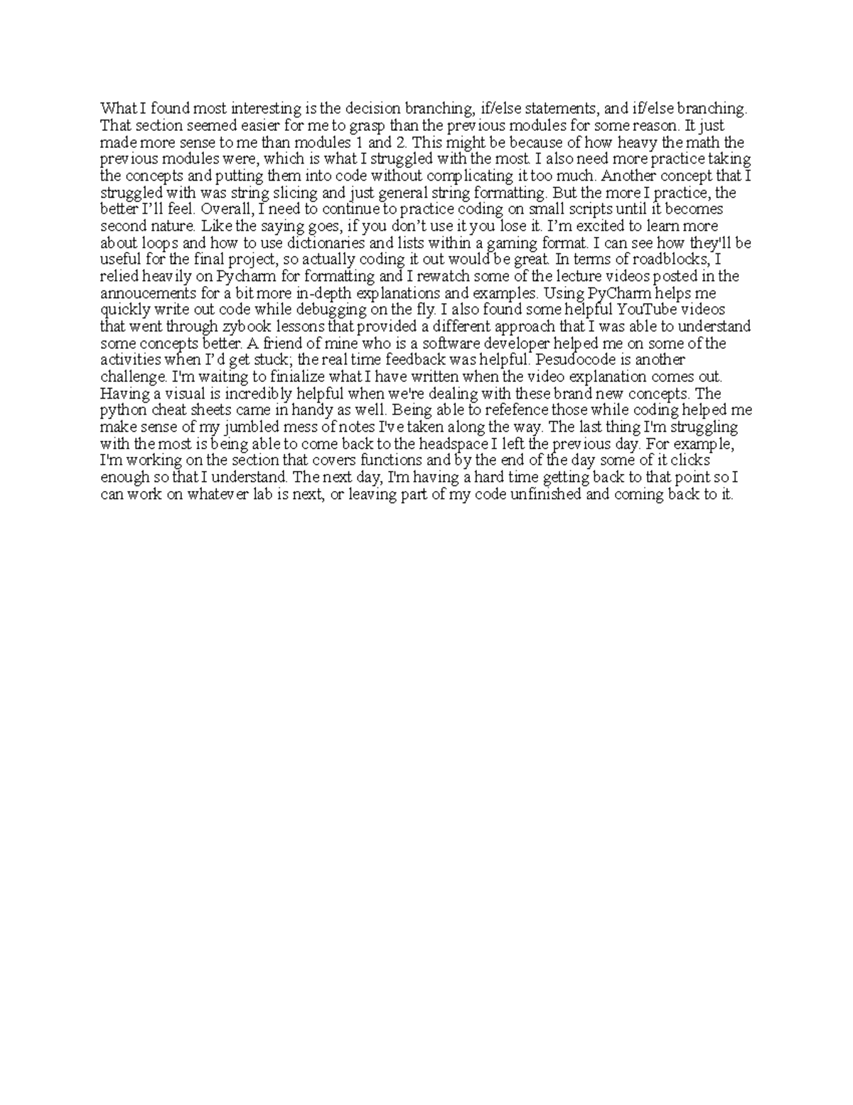 3-4 Student Discussion Reflection: Insights on Coding Challenges - Studocu