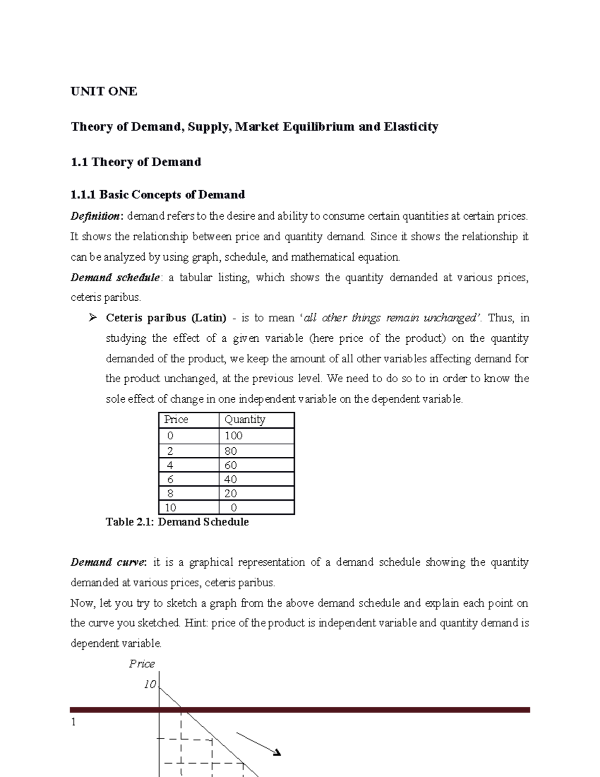 Microeconomics for mgmt1-1 - UNIT ONE Theory of Demand, Supply, Market ...