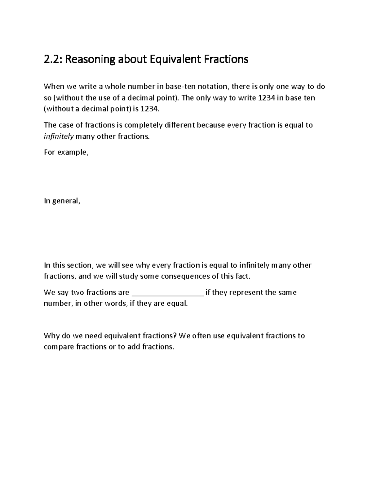 Section 2.2 Blank Guided Notes - 2: Reasoning about Equivalent ...