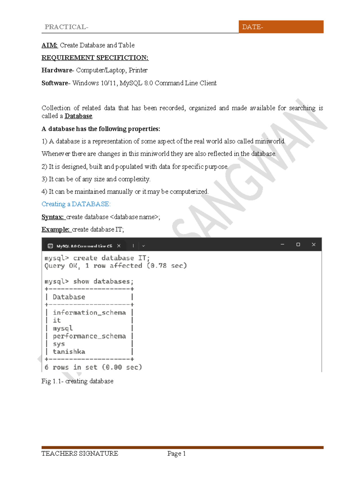 Practical MySQL 8 Database & Table Creation Guide (Final Exam) - Studocu