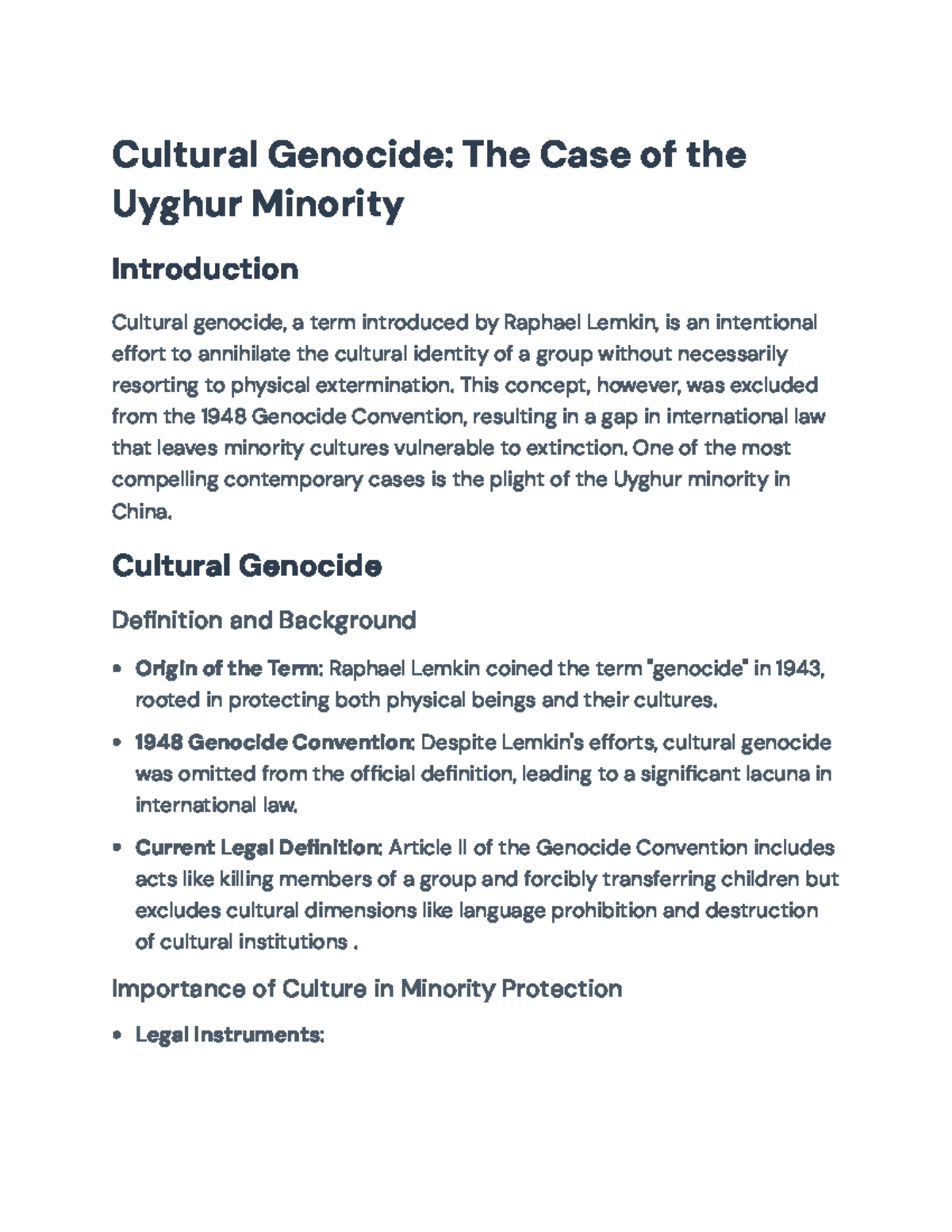 Cultural Genocide and the Uyghur Minority: Legal Gaps and Implications ...
