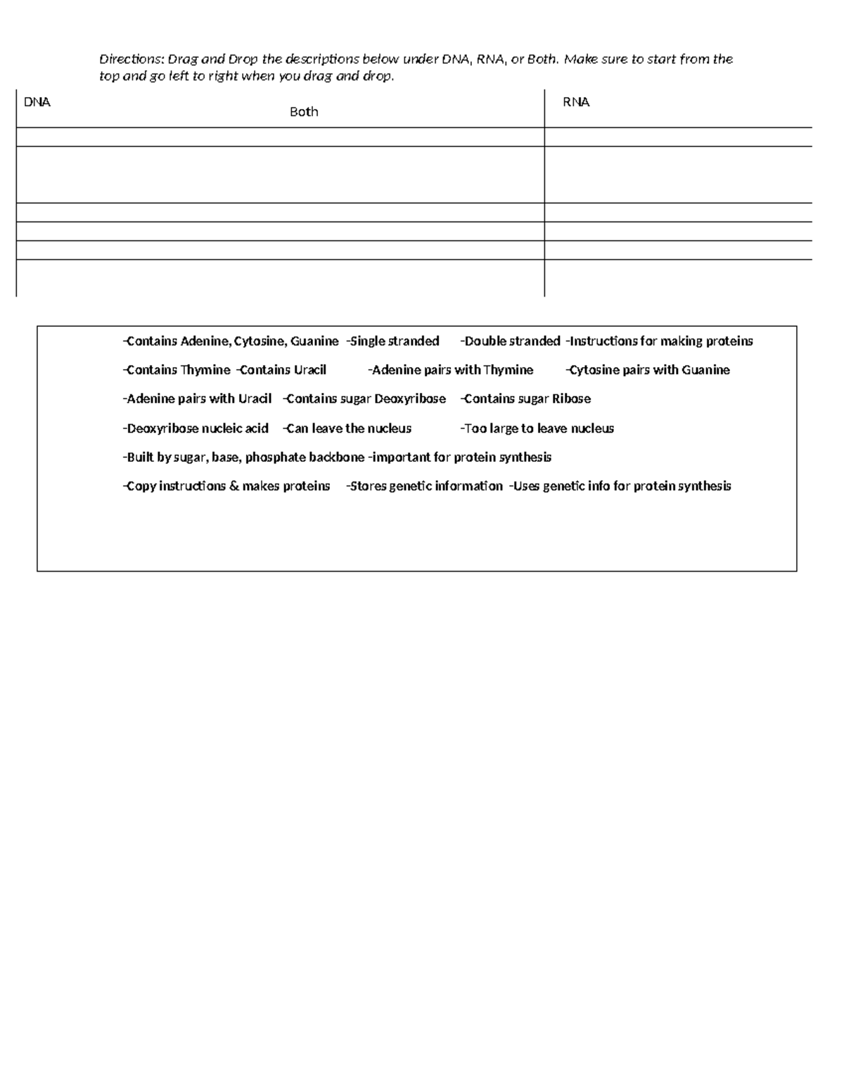 Biology MYP5 Revision Packet: DNA, RNA, and Genetics Concepts - Studocu