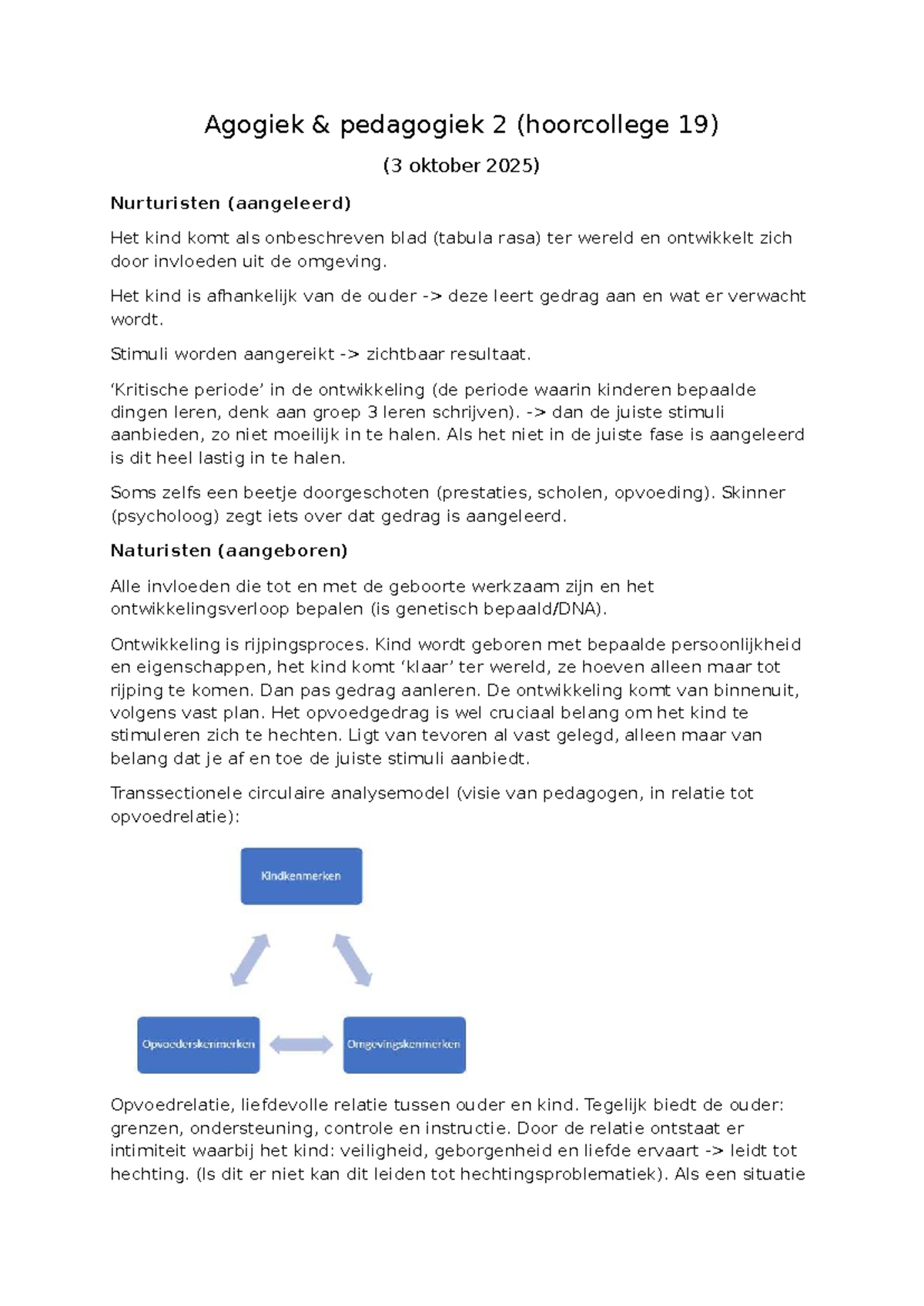Agogiek 2: Hoorcollege 19 - Nurturisten en Naturisten in Ontwikkeling ...