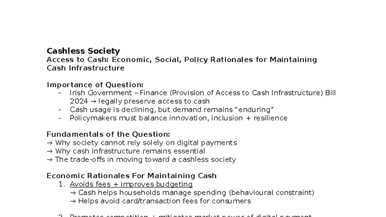 Cashless Society: Economic, Social, and Policy Rationale for Cash ...