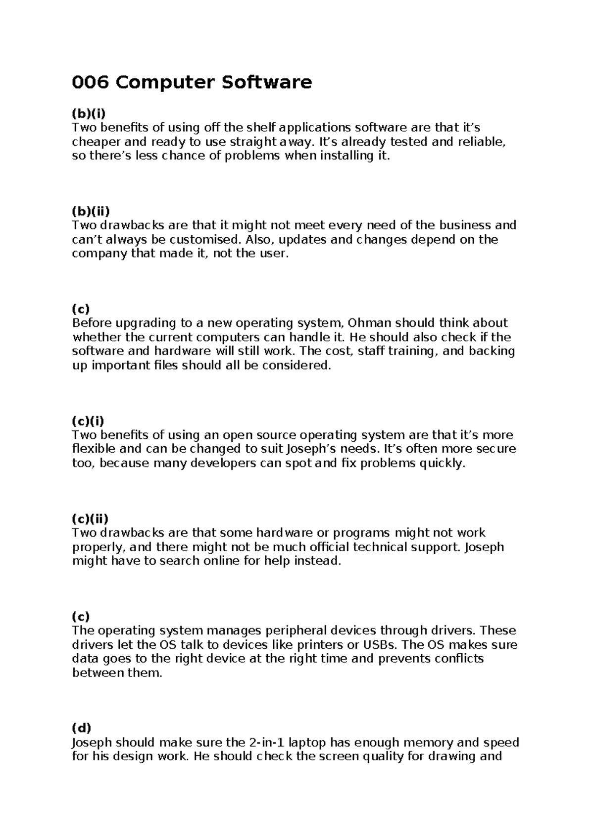 006 Computer Software: Benefits and Drawbacks of Applications - Studocu