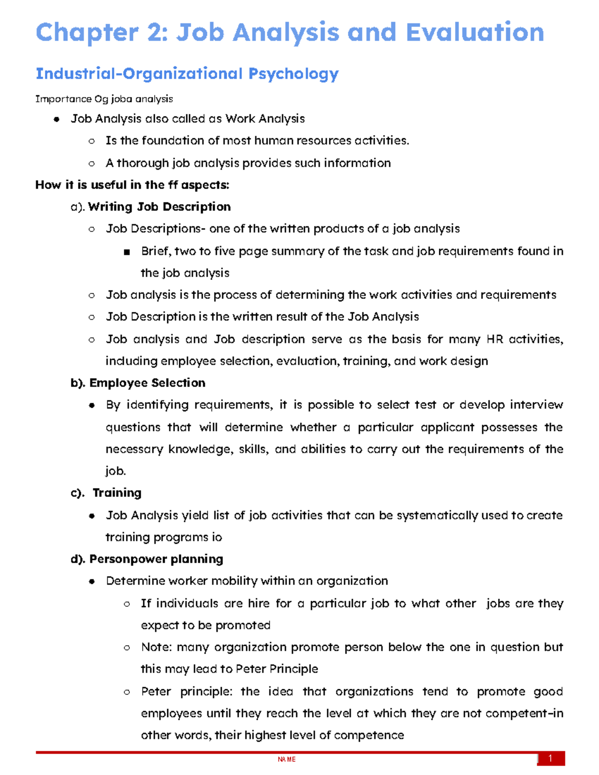 Aamodt - Chapter 2: Job Analysis & Evaluation in I-O Psychology - Studocu