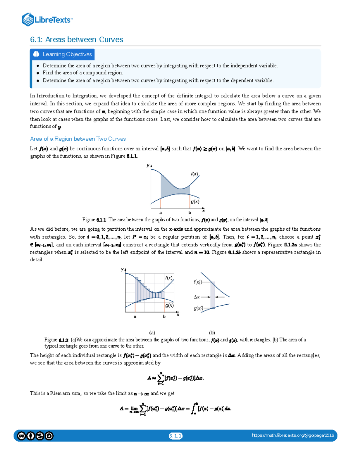 6.1: Area Between Curves - Learning Objectives & Key Concepts - Studocu