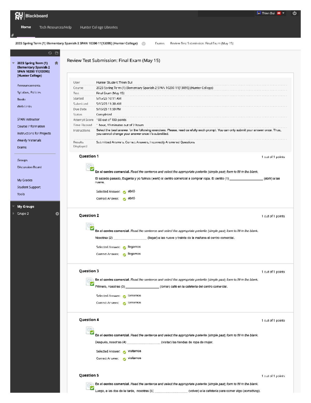 SPAN 102 - Comprehensive Final Exam Review Guide - Studocu