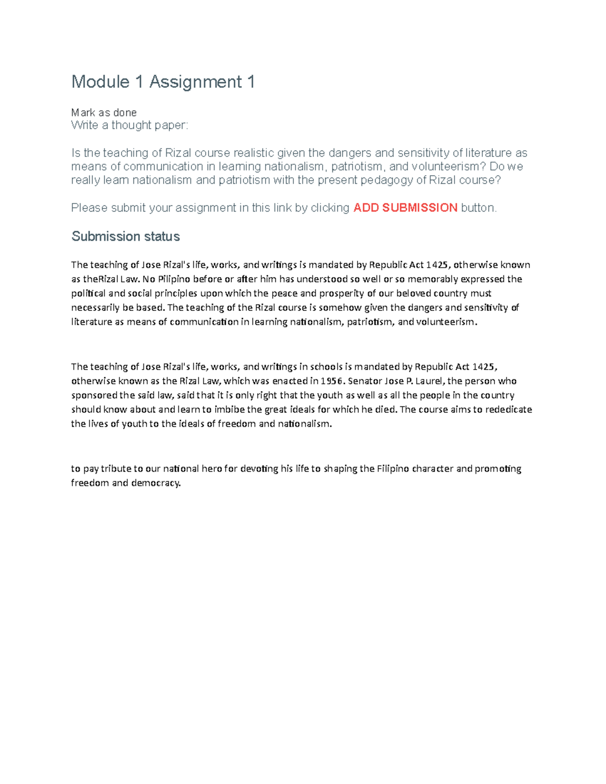 Module 1 Assignment - Module 1 Assignment 1 Mark as done Write a ...