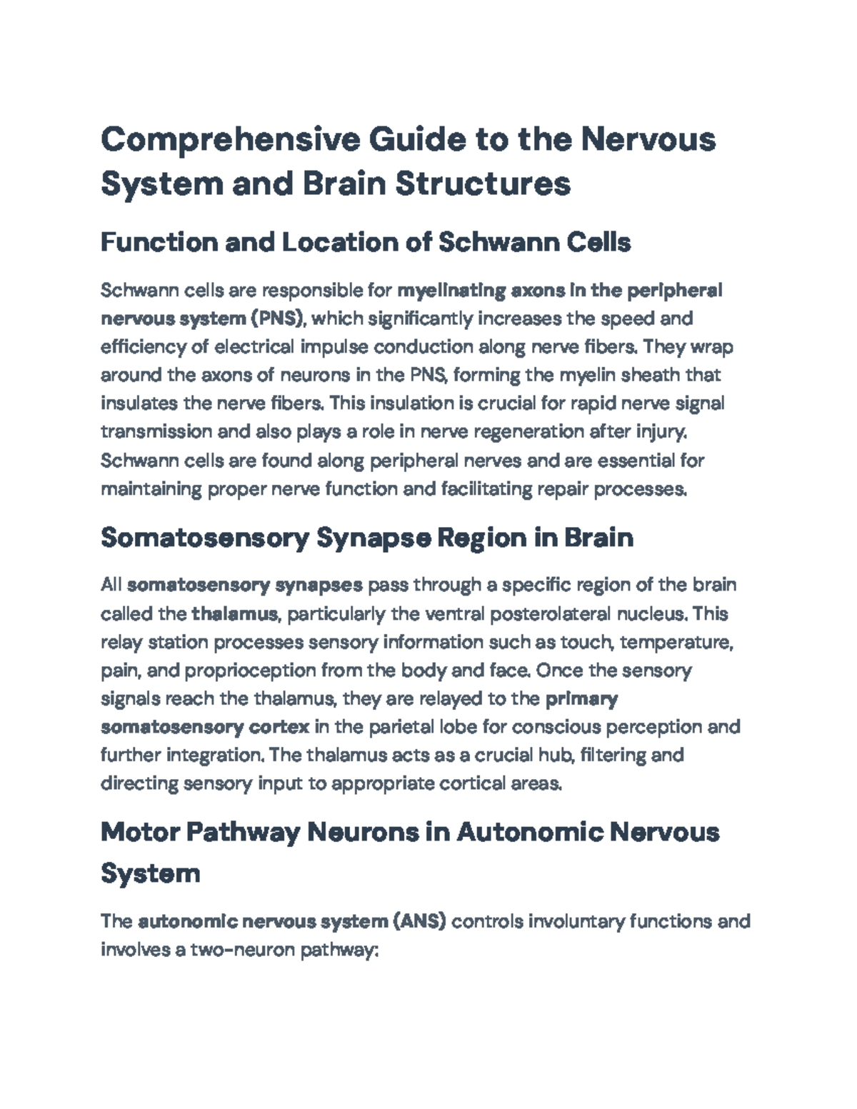 Comprehensive Overview of the Nervous System and Brain Functions (BIO ...