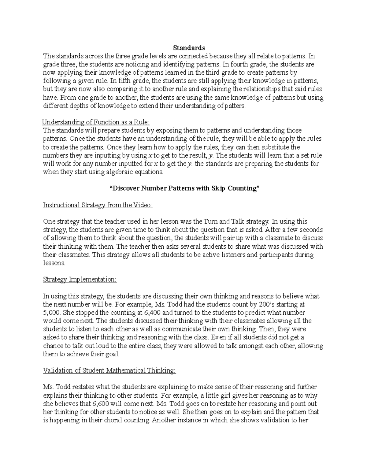 Aoa2 Task 2 - Understanding and Teaching Number Patterns - Studocu