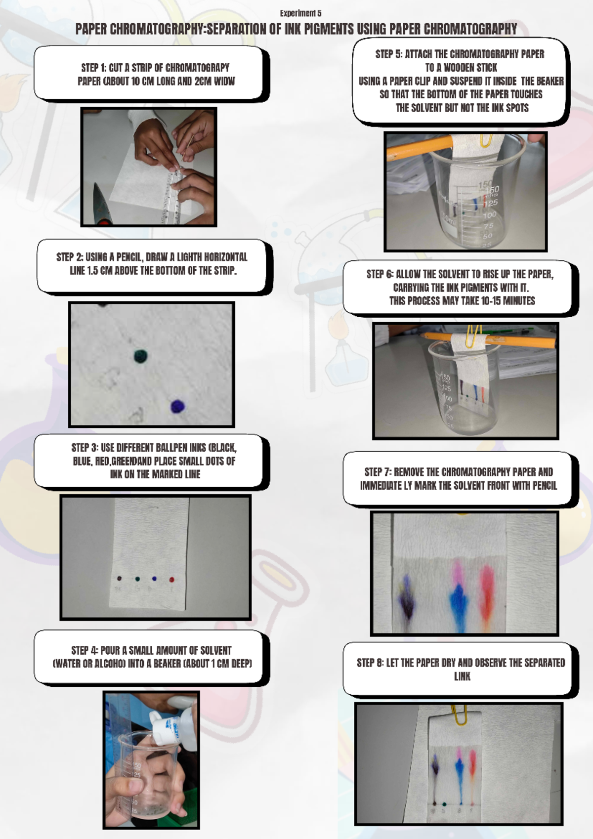 Paper chromatography documentation - Experiment 5 PAPER CHROMATOGRAPHY ...
