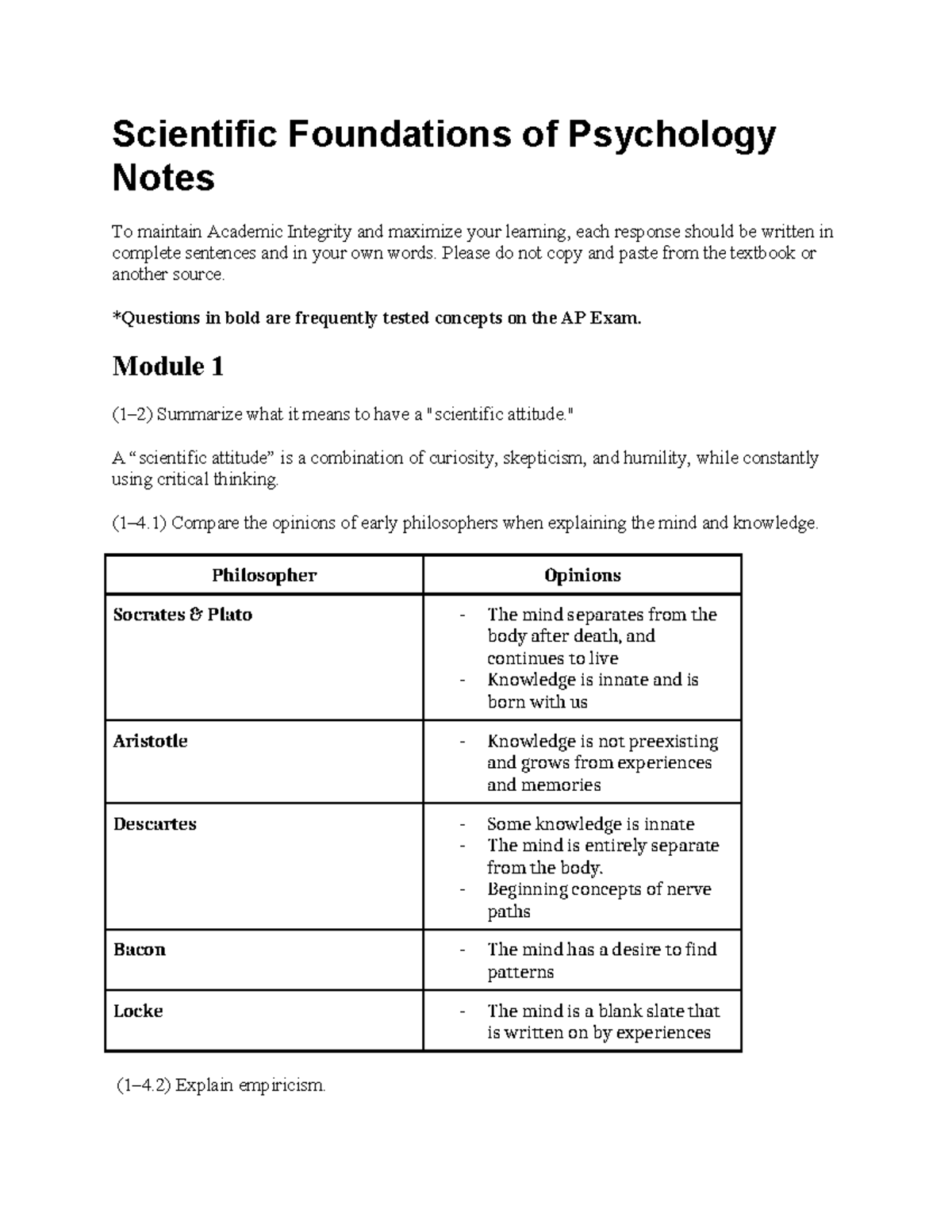 Scientific Foundations of Psychology Notes (PSY 101) - Studocu