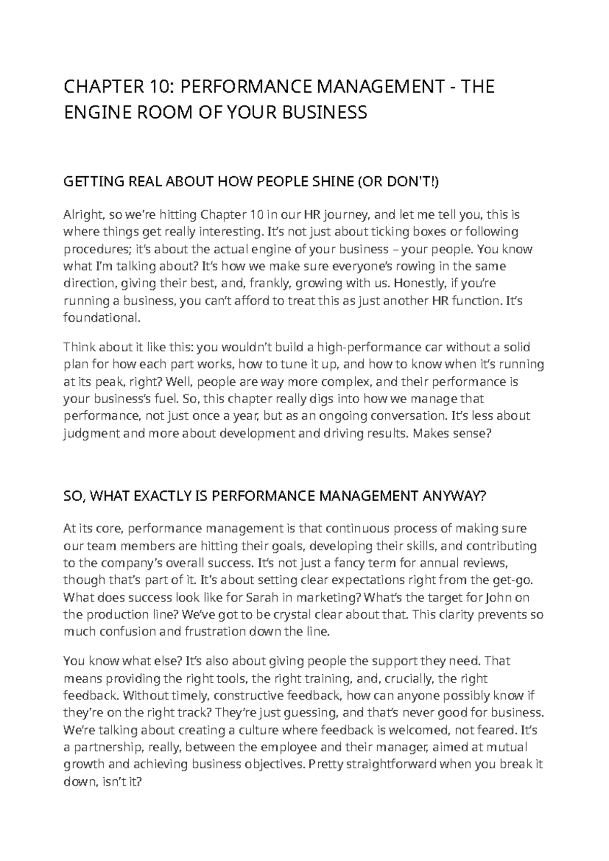 HRM 101: Chapter 10 - Performance Management Insights - Studocu