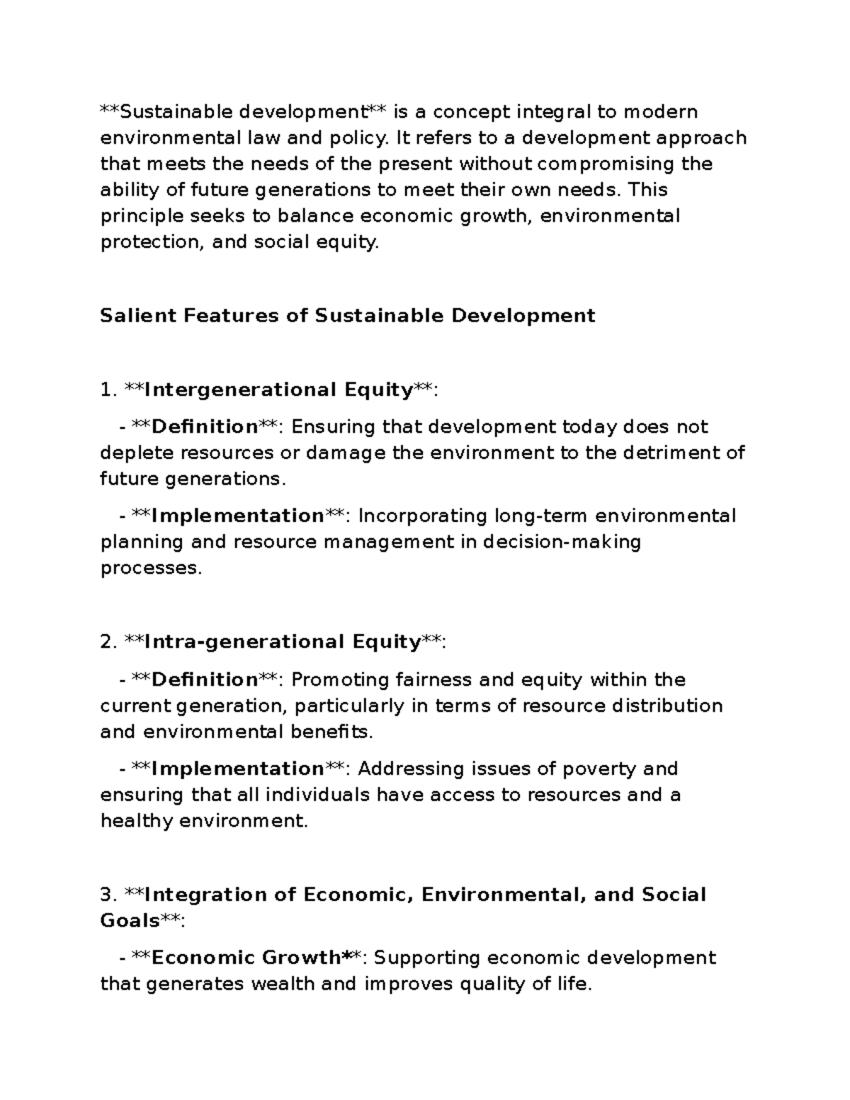 Sustainable Development: Key Principles & Legal Frameworks - Studocu