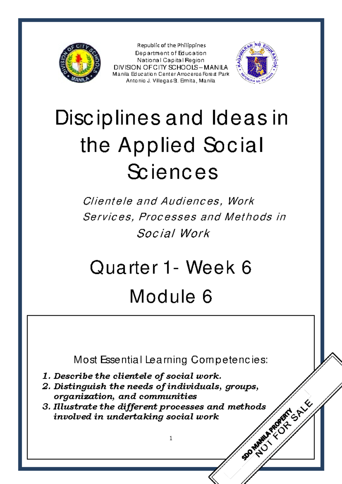Diass Q1 Mod6 - Clientele & Audiences in Social Work - Studocu
