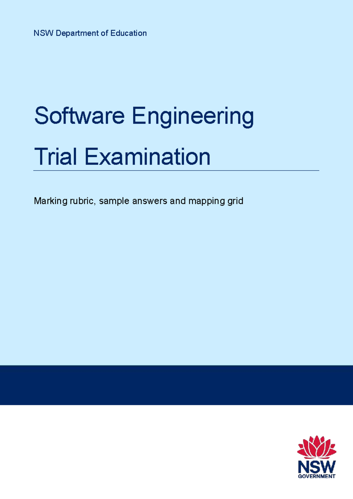 NSW Department of Education Software Engineering Trial Exam Sample ...