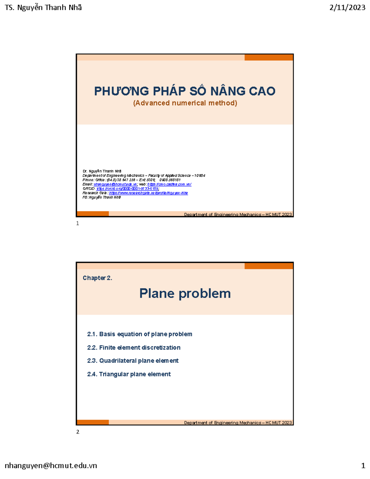 Advanced FEM 2021: Chapter 2 - Plane Problems with Quad & Tri Elements ...