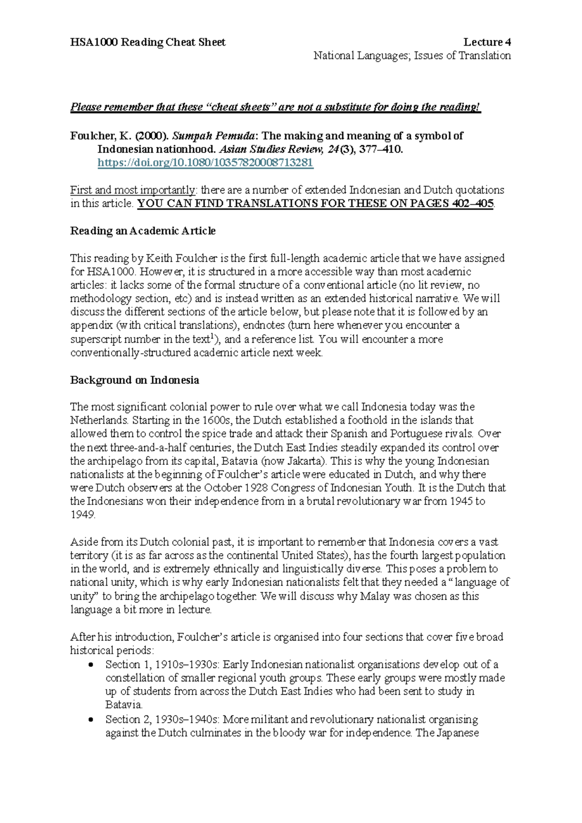 Lecture 4 Reading Cheat Sheet: National Issues in Translation - Studocu