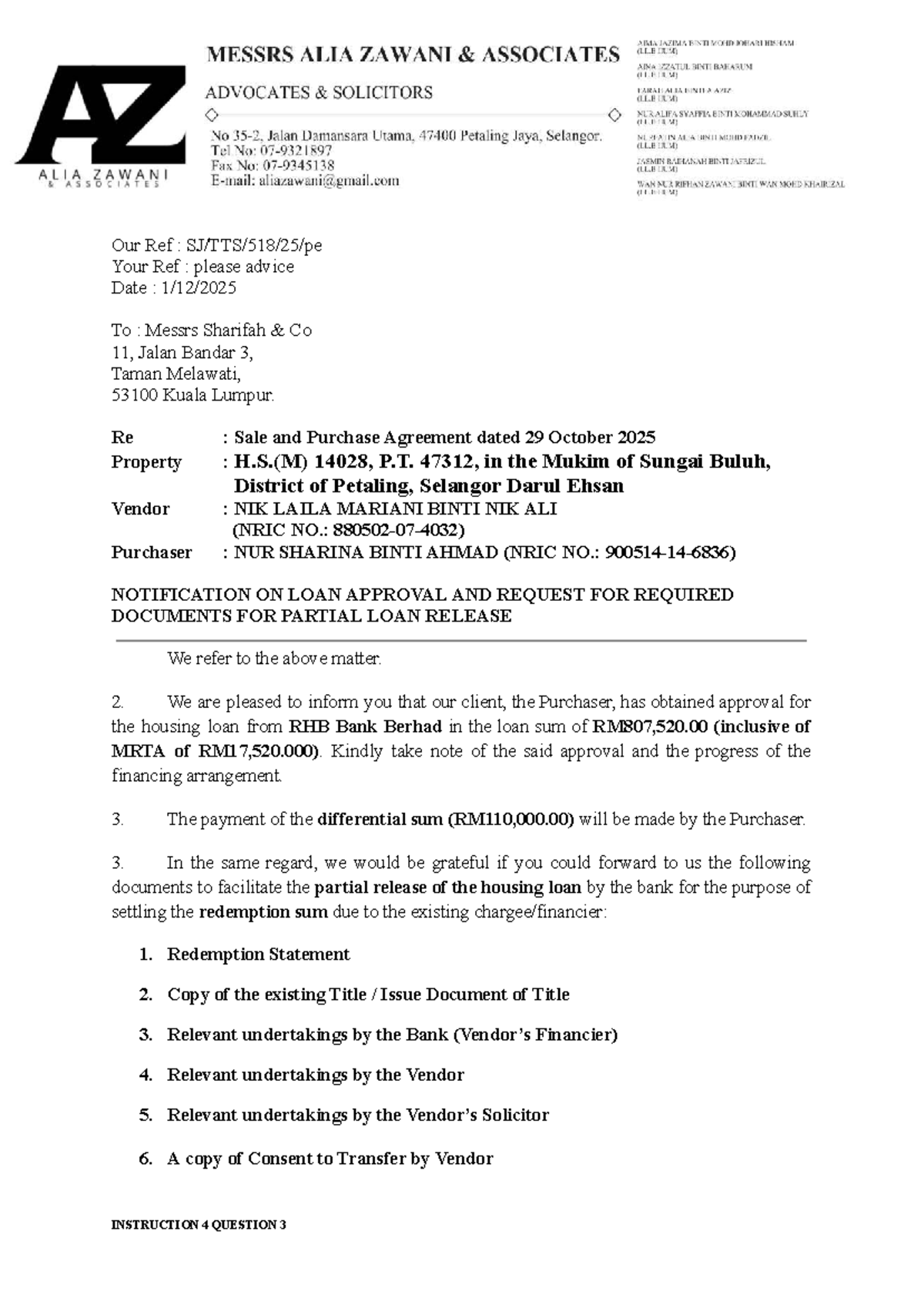 Loan Approval Notification & Document Request for H.S.(M) 14028 - Studocu