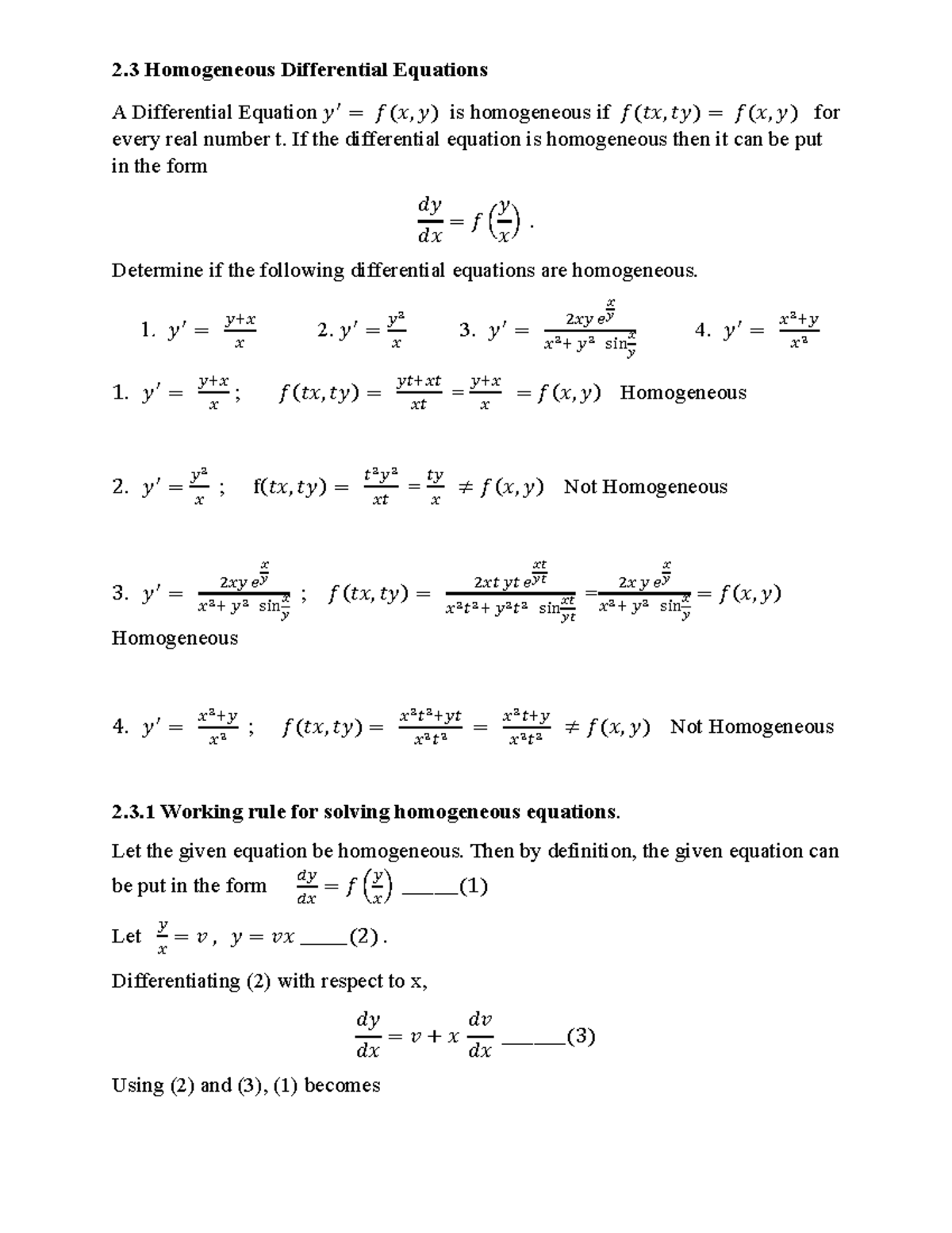 Homogeneous Differential Equations - Solutions and Methods - 2 ...