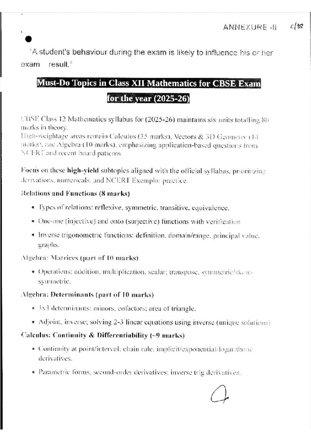 CBSE Class 12 Mathematics: Key Topics for Exam Success - Studocu
