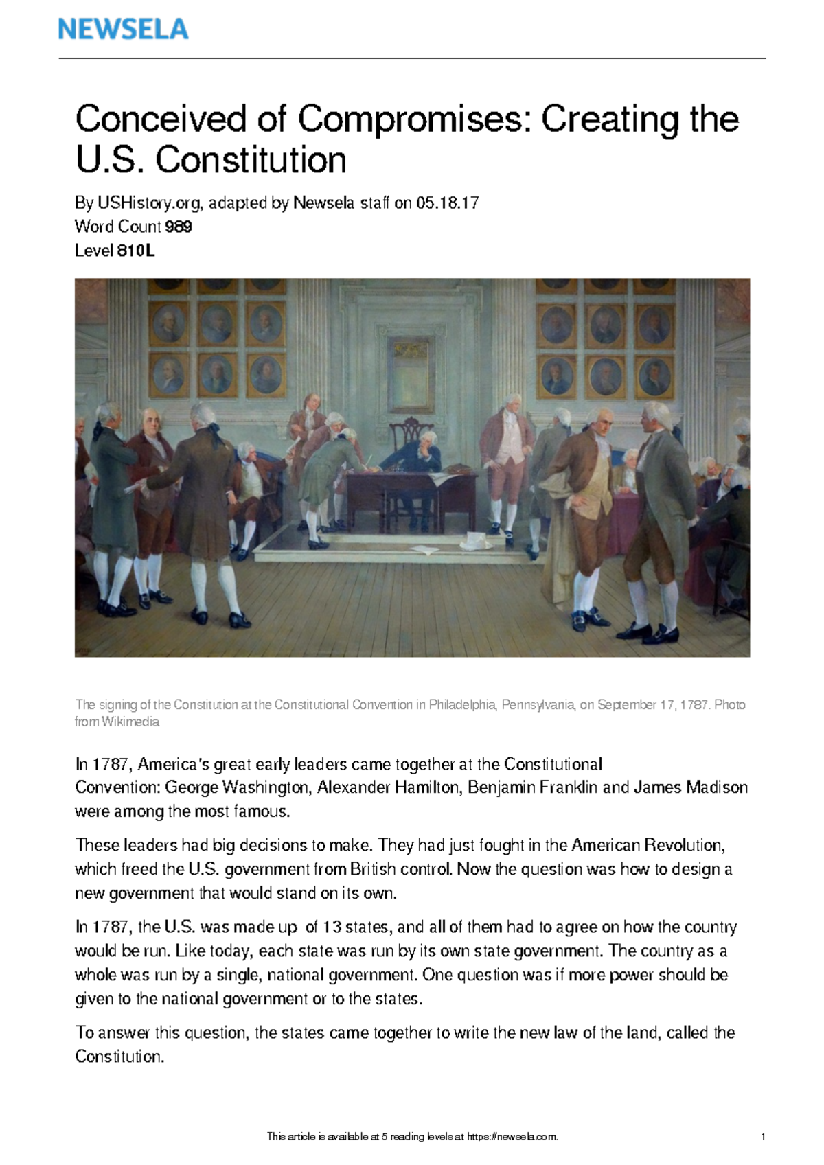 Creating the U.S. Constitution: Compromises of 1787 Exam Notes - Studocu
