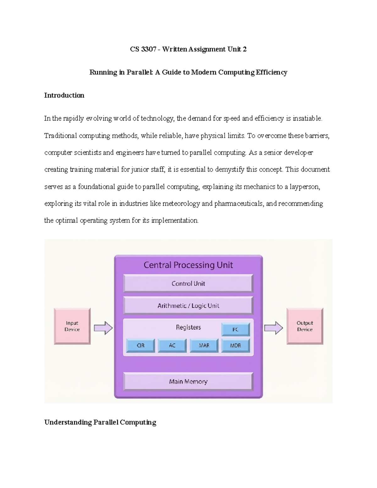 CS 3307 - Unit 2 Written Assignment: Guide to Parallel Computing - Studocu