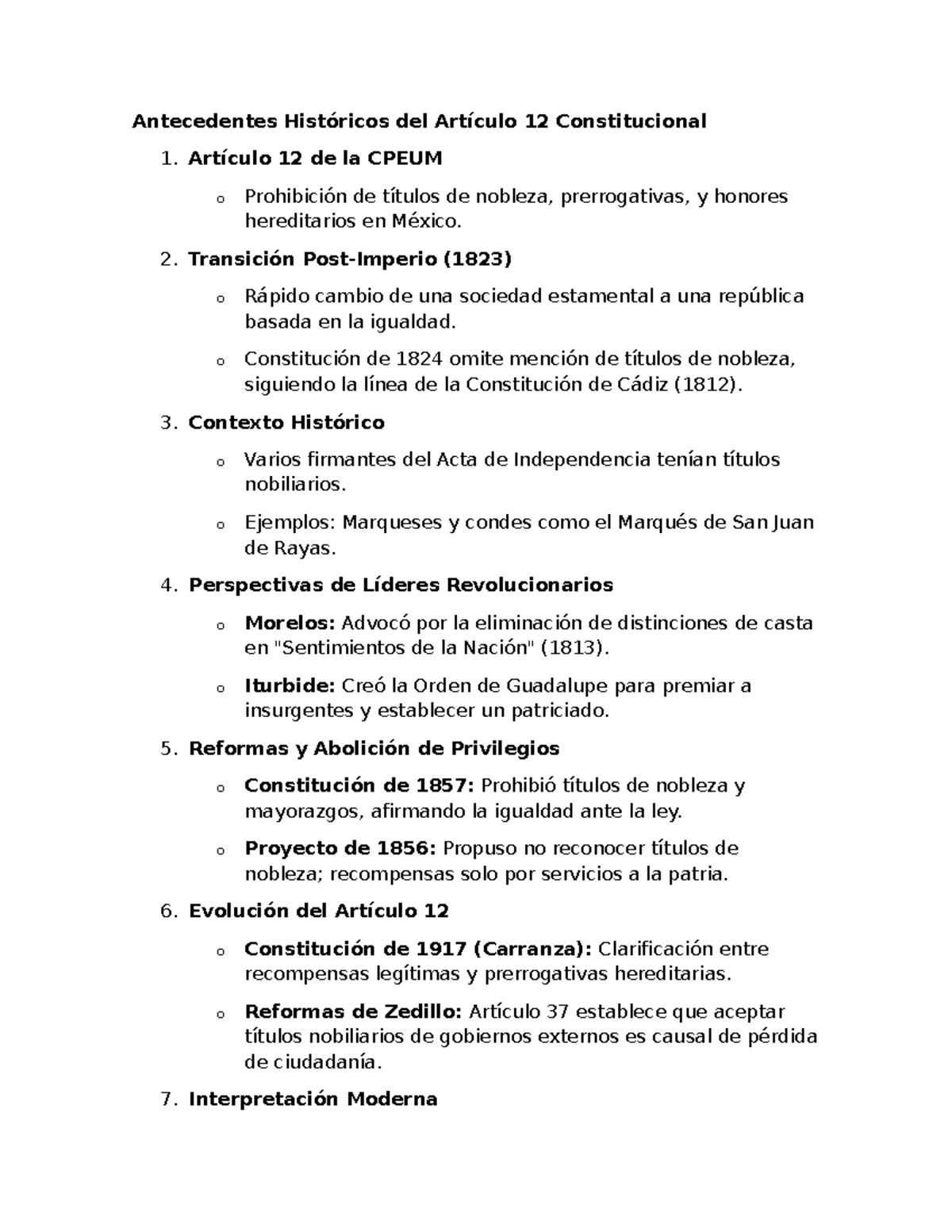 Antecedentes Históricos del Artículo 12 CPEUM: Prohibición de Títulos ...