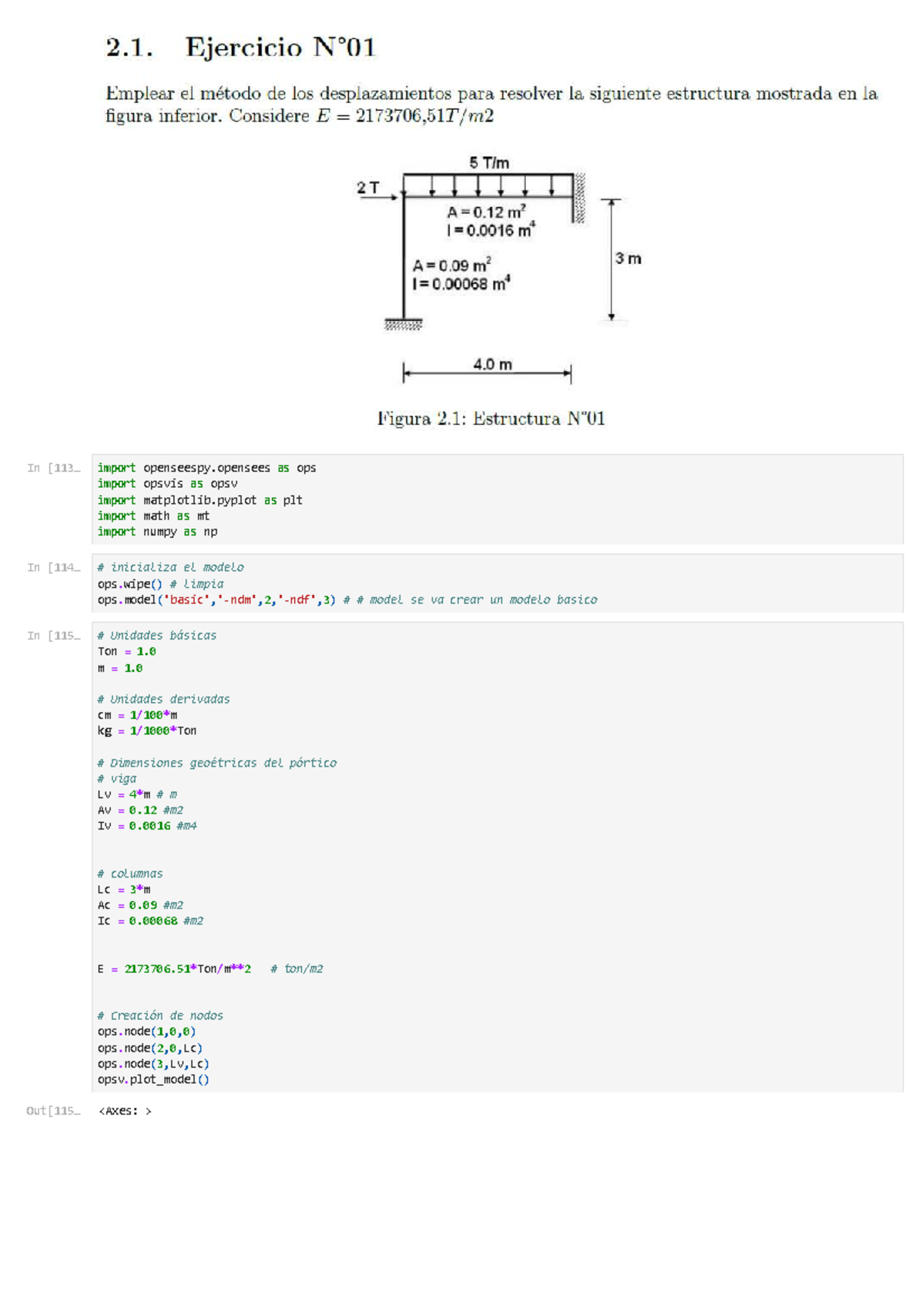 P1 - Python Script for Structural Analysis in OpenSees - Studocu