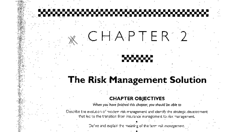 Chapter 2: The Evolution and Principles of Risk Management (Course Code ...