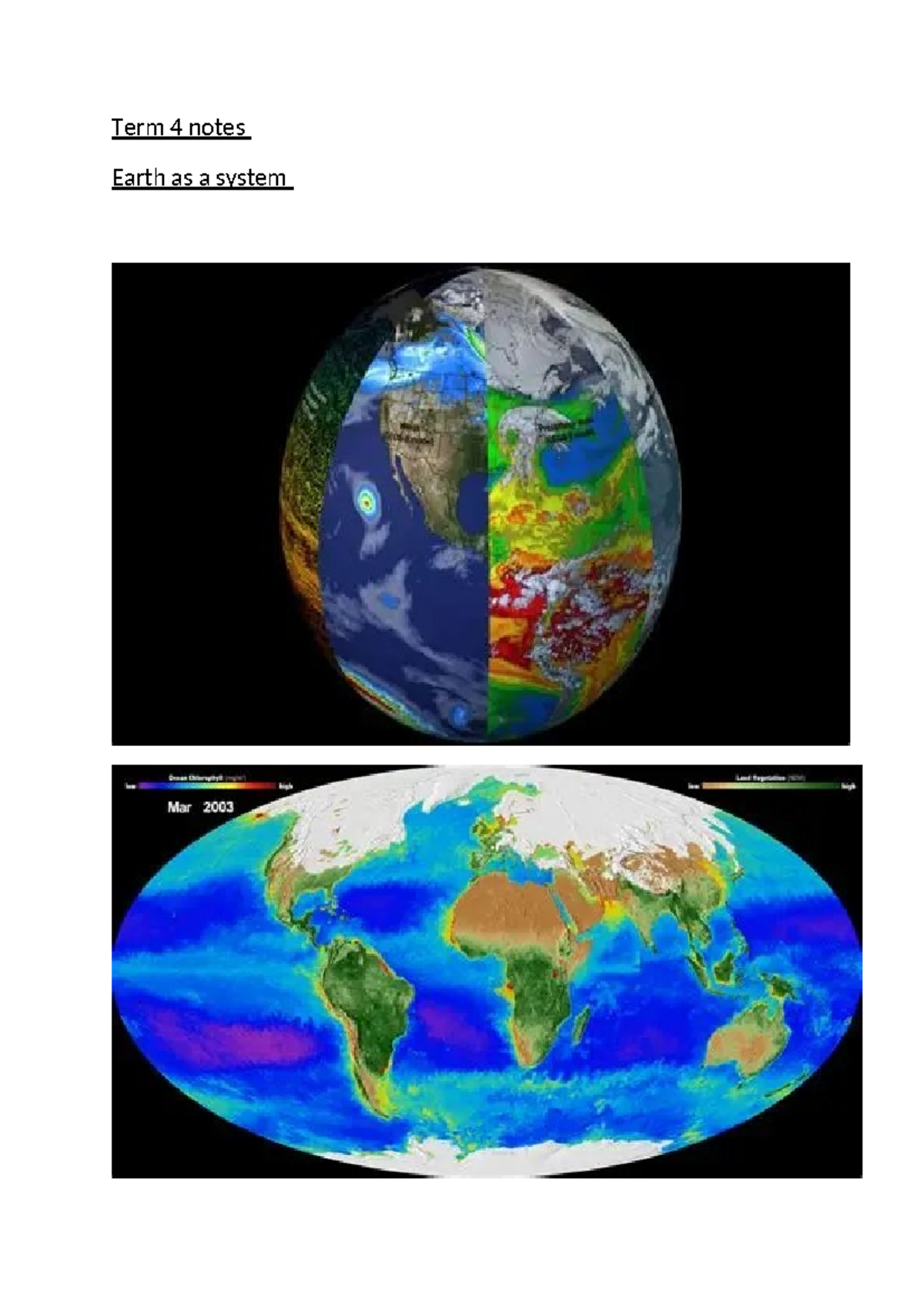 Term 4 Notes: Earth as a System and Its Interconnected Spheres - Studocu