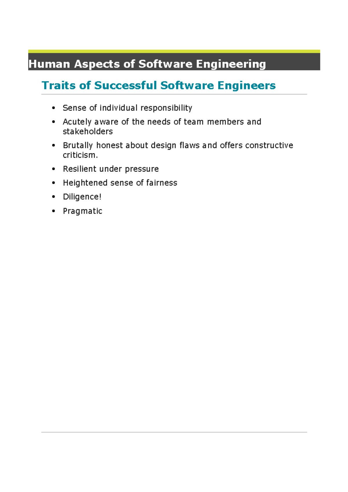 Chapter 5 software engineering - Human Aspects of Software Engineering ...