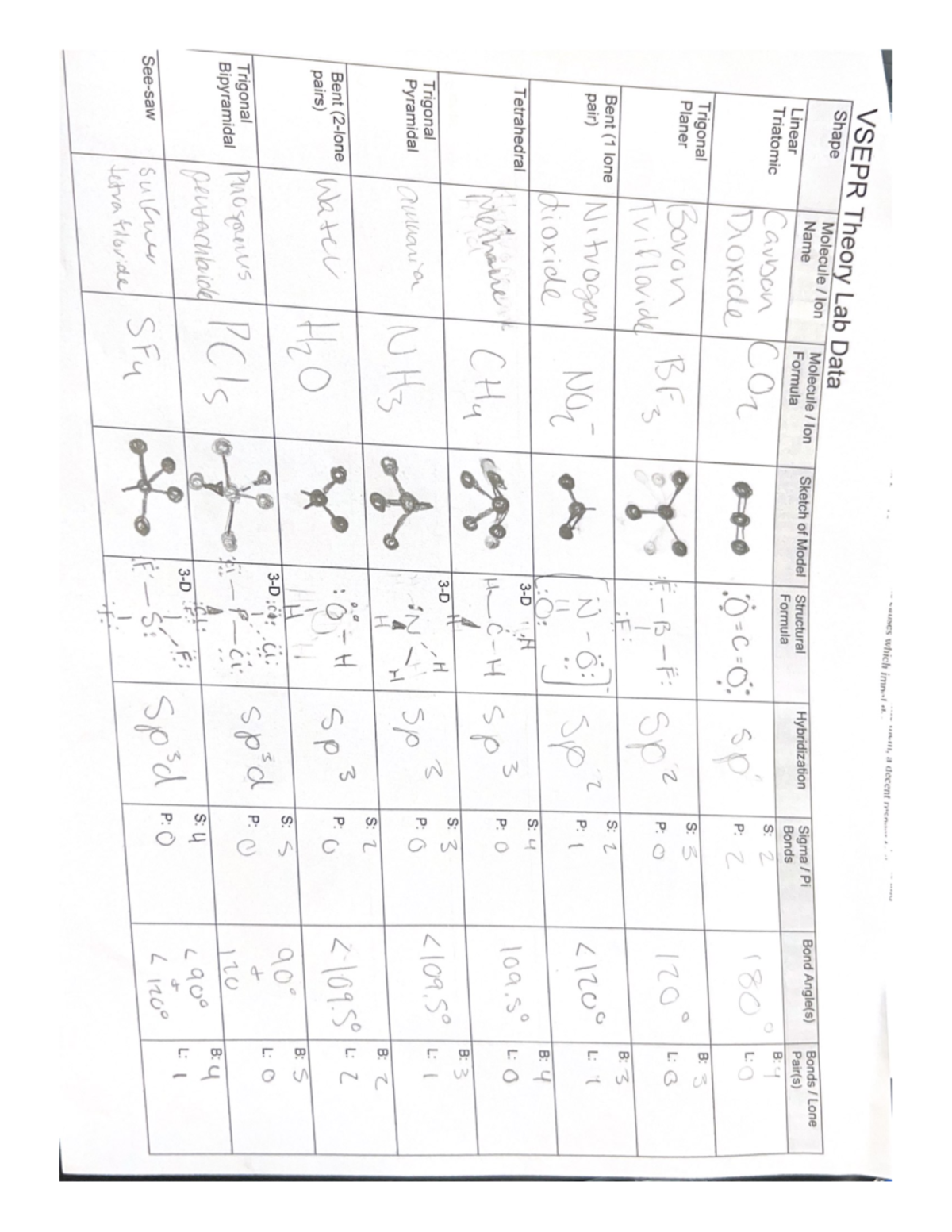 VSEPR Theory Lab Data Analysis - Chem 101 - Studocu