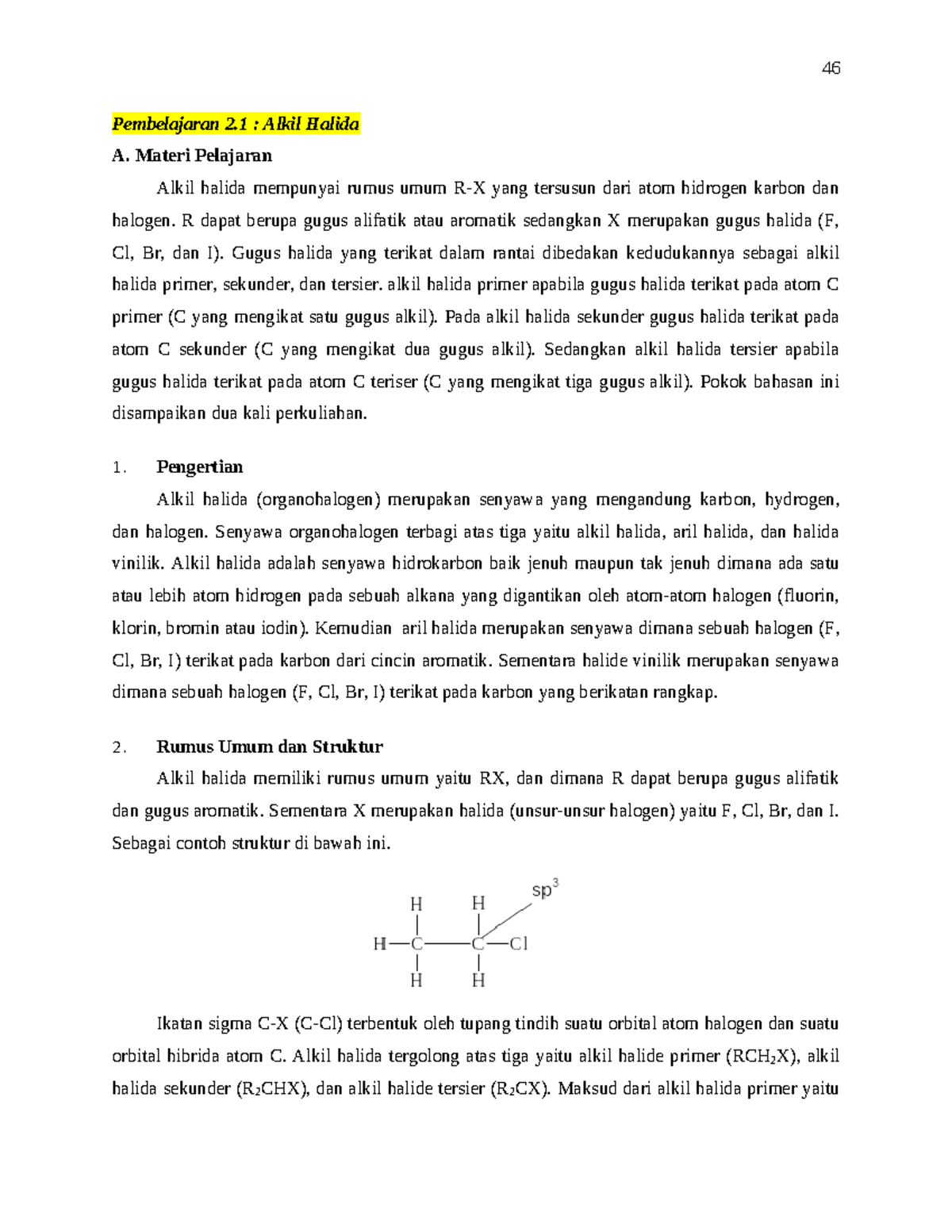 Ko-mod2-1: Materi Pembelajaran Alkil Halida dan Strukturnya - Studocu